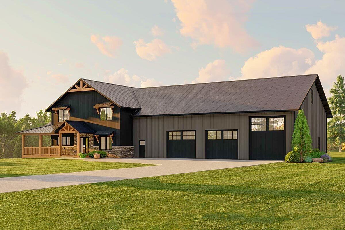 3-Car Two-Story Barn Style Garage with Shop and Loft (Floor Plan ...