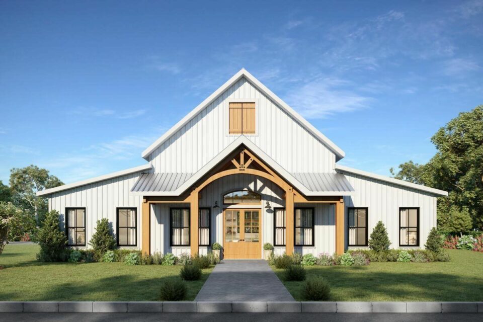 4-Bedroom 2-Story Barndominium House with Optionally-Finished Lower ...