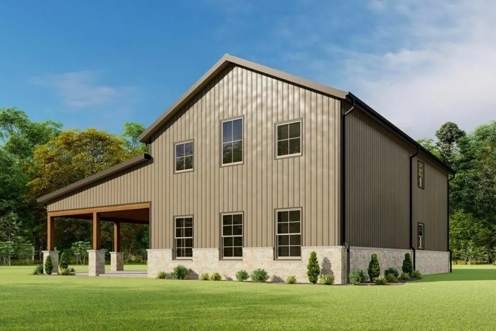 Rustic Barndominium Style 3 Bedroom 2 Story Farmhouse With 2 Story