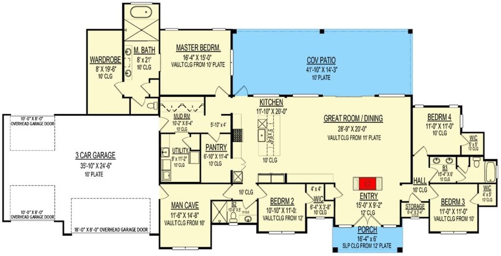 4-Bedroom 1-Story Modern Farmhouse With Expansive Covered Patio (Floor ...