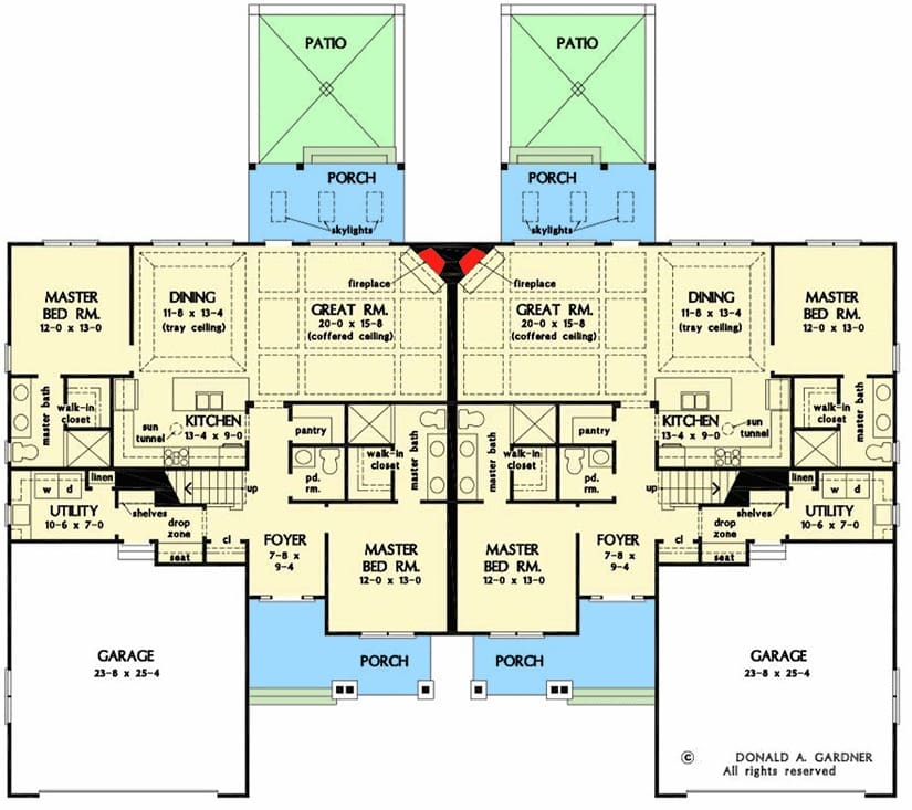 2-Unit 2-Story New American Duplex House with Matching 3-Bed Units ...