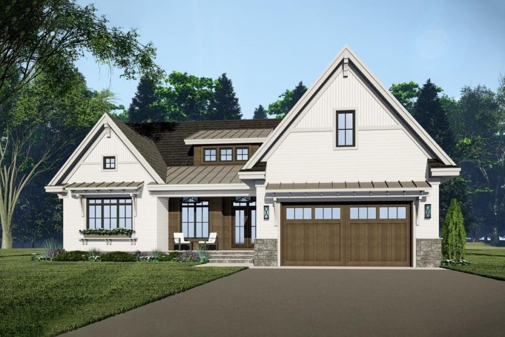 3-Bedroom 1-Story Modern Farmhouse with One-Level Living and Flexible 2 ...