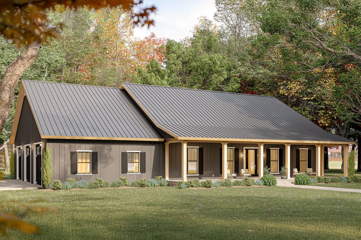 4-Bedroom 1-Story Barndominium with Open Living Layout and Expansive ...