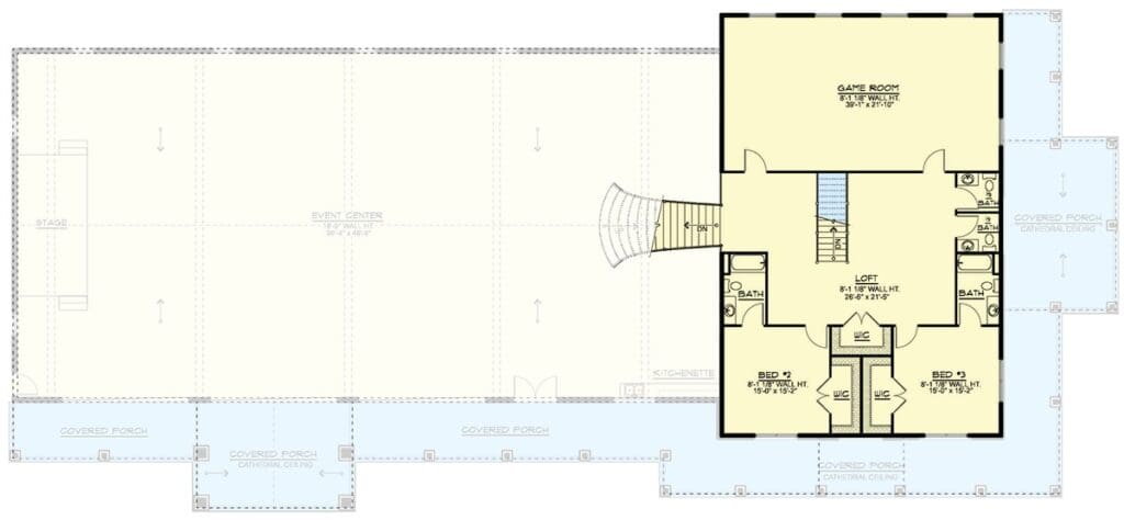 2-Bedroom 2-Story Barndominium with Massive Event Hall and Expansive ...
